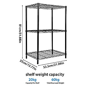 GIA Home Series 3 Tier Wire Shelving Unit Standing Storage Metal Shelves for Kitchen&Bathroom,Set of 2,Black