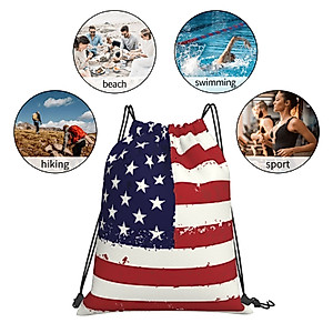 AIMASTZ Usa Flag Unisex Drawstring Backpack Bag Sport Gym Dance Travel Sackpack