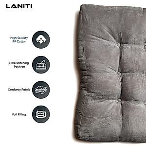 LANITI 24” Inch Extra Large Floor Cushions Tufted Floor Pillow for Adults Square Meditation Ultimate Comfort Oversized Pillows for Floor Cushion (Charcoal)