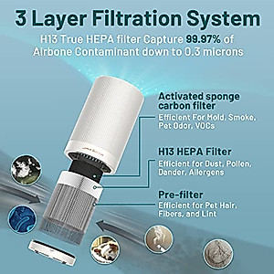 Jafanda Air Purifiers for Home bedroom,One Air Purifier and One Replacement Filter,H13 True HEPA Coverage 450 sqft,23 dB Air cleaner with Brushless Motor