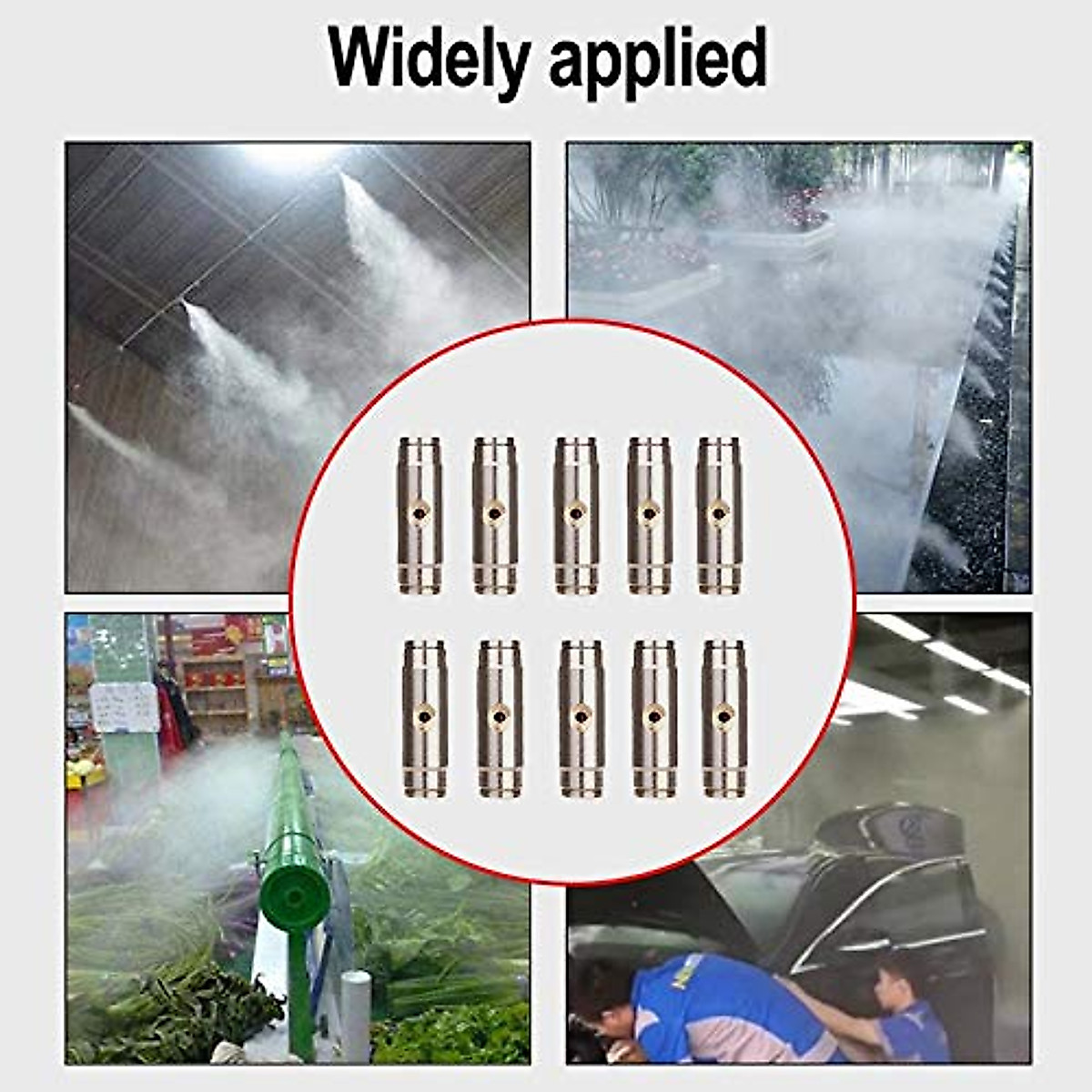 Padyrytu Brass Slip Connector for Misting System,3/8 inch Connector, 1000 PSI Rated, 10Pcs in one Package(Single Spray)