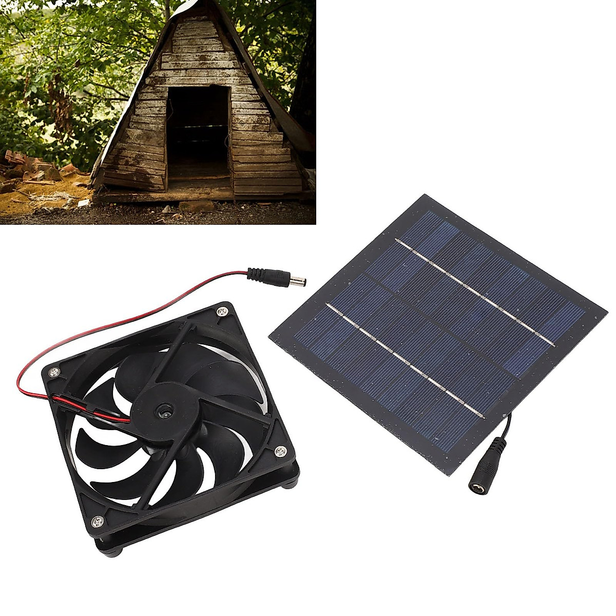 Solar Panel Fan Kit, 50W Solar Powered Exhaust Fan, Outdoor Portable Solar Attic Fan for Chicken Coops, Greenhouse, Sheds, Pet House, Window Exhaust, without Power Storage Function