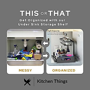 Kitchen and Bath Under Sink Organizer, Heavy Duty Metal Under Sink Organizer, Cabinet Organizer, Under Sink Organizer Kitchen and Under Sink Bathroom Organizer and Storage -Black