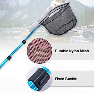 Goture Fishing Folding Landing Net Fishing Nets for Fish with Long Aluminum Handle, Telescoping Pole Handle for Saltwater & Freshwater, Easy Catch & Release, Extending to 70.8/82.7