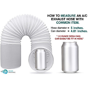 Portable Air Conditioner Exhaust Hose (78" Long) 5 Inch Diameter, Counter-Clockwise Threads | AC Conditioning Unit Tubing | Flexible, Extendable Design | White
