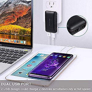 USB Wall Charger, Pofesun Dual Port USB Slim Charging Block Power Adapter with Foldable Plug Compatible for iPhone Xs/XS Max/XR/X/8 Plus/7/6S Plus,iPad,Samsung Galaxy,HTC,Moto,LG, Nexus and More-Black