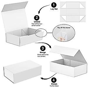 MOZRRO Gift Box with Lids, 9.85 x 5.95 x 3.15 In Magnetic Closure Collapsible Gift Boxes for Gift Packaging, Gift Box for Christmas,Mothers Day,Fathers Day,Graduations,Weddings,Birthdays Gifts