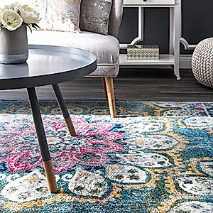 nuLOOM Kiyoko Vintage Floral Area Rug, 6' 7" x 9', Turquoise