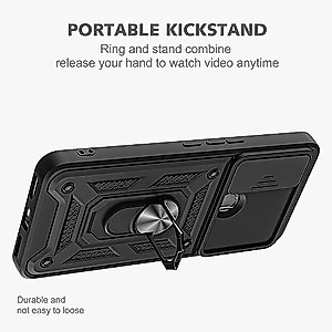 AKINIK for TCL 30 XE 5G Phone Case with Slide Camera Cover and 2pcs HD Screen Protector, 360° Rotation Ring Kickstand [Military Grade] Case for TCL 30 XE 5G (Black)