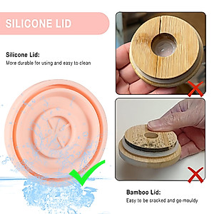 HOXHA 16 oz Glass Cup with Silicone Lid and Straw Drinking Cup Tumbler Beer Can Glass for Iced Coffee Soda Boba Tea Cocktail