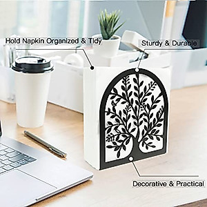 Fobule Napkin Holder for Tables, Vintage Metal Freestanding Tissue Dispenser, Black Cast Iron Vertical Tabletop Paper Napkin Holder Stand for Dinner Home Kitchen Restaurant Picnic Party (Tree of Life)
