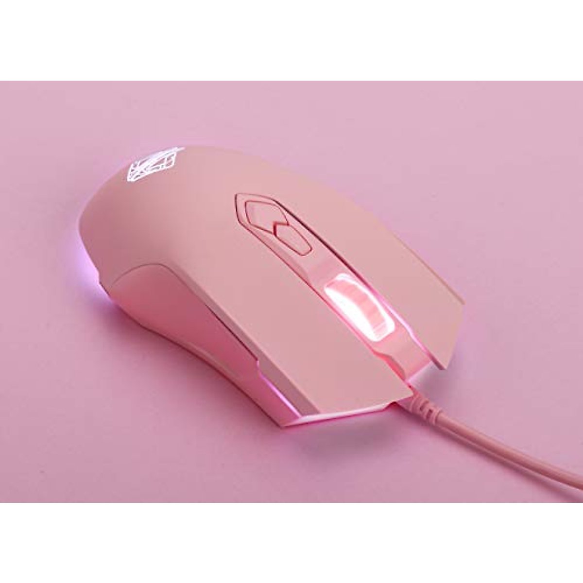 FIRSTBLOOD ONLY GAME. AJ52 Watcher RGB Gaming Mouse, Programmable 7 Buttons, Ergonomic LED Backlit USB Gamer Mice Computer Laptop PC, for Windows Mac OS Linux, Pink