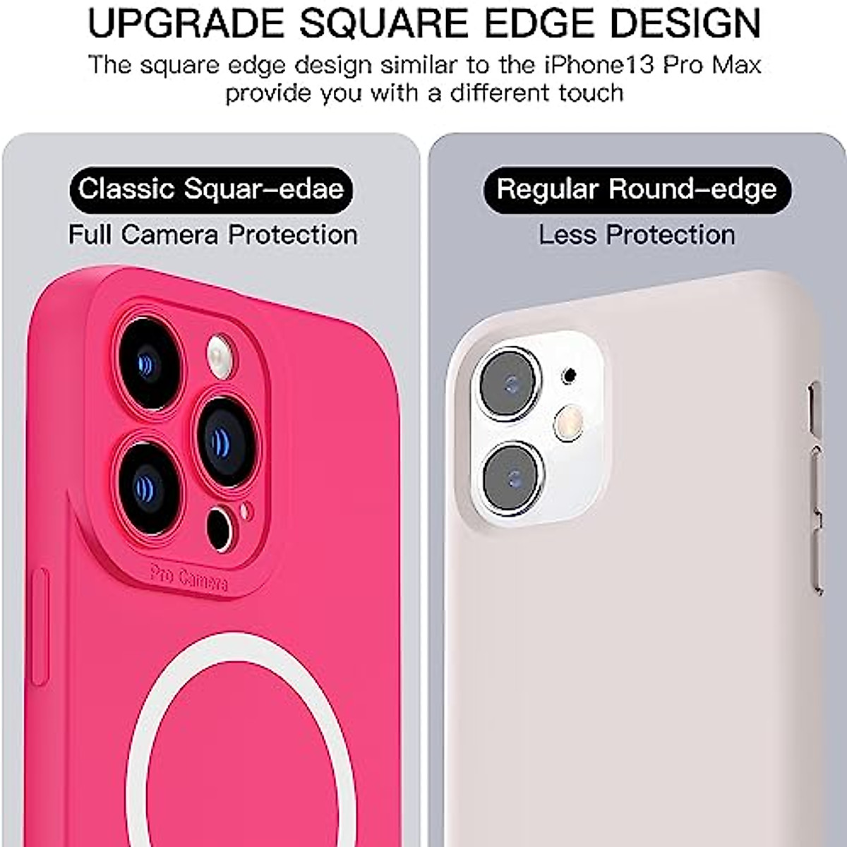 MYY Magnetic for iPhone 13 Pro Max Case,Silicone Shockproof Phone Case[MagSafe-Compatible] Soft Anti-Scratch Microfiber Lining Full Camera Lens Protection Cover 6.7'' (Hot Pink)