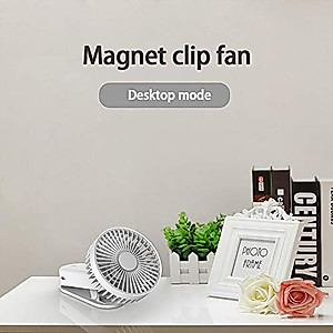 FENGCHUANG USB Powered Clip on Fan,Magnetic Small Desk Fan,Portable Personal Fan with Three Speed Adjustment,Mini Desk Fan Clip Fan for Baby Stroller,Bed,Outdoor