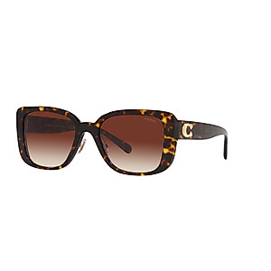 Coach HC8352 Sunglasses, Dark Tortoise/Dark Brown Gradient, 54 mm