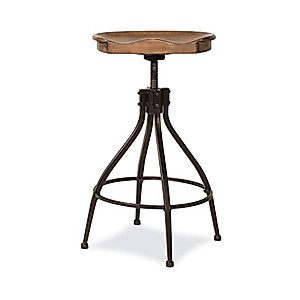 Hillsdale Worland Swivel Backless Stool, Adjustable Stool (One Stool), Brown