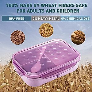 ZOOFOX Set of 3 Bento Box, Leak Proof Lunch Box with 3 Compartments, Reusable Lunch Dinner Containers for Adults, Microwave Safe and Dishwasher Safe (Spoon Included)