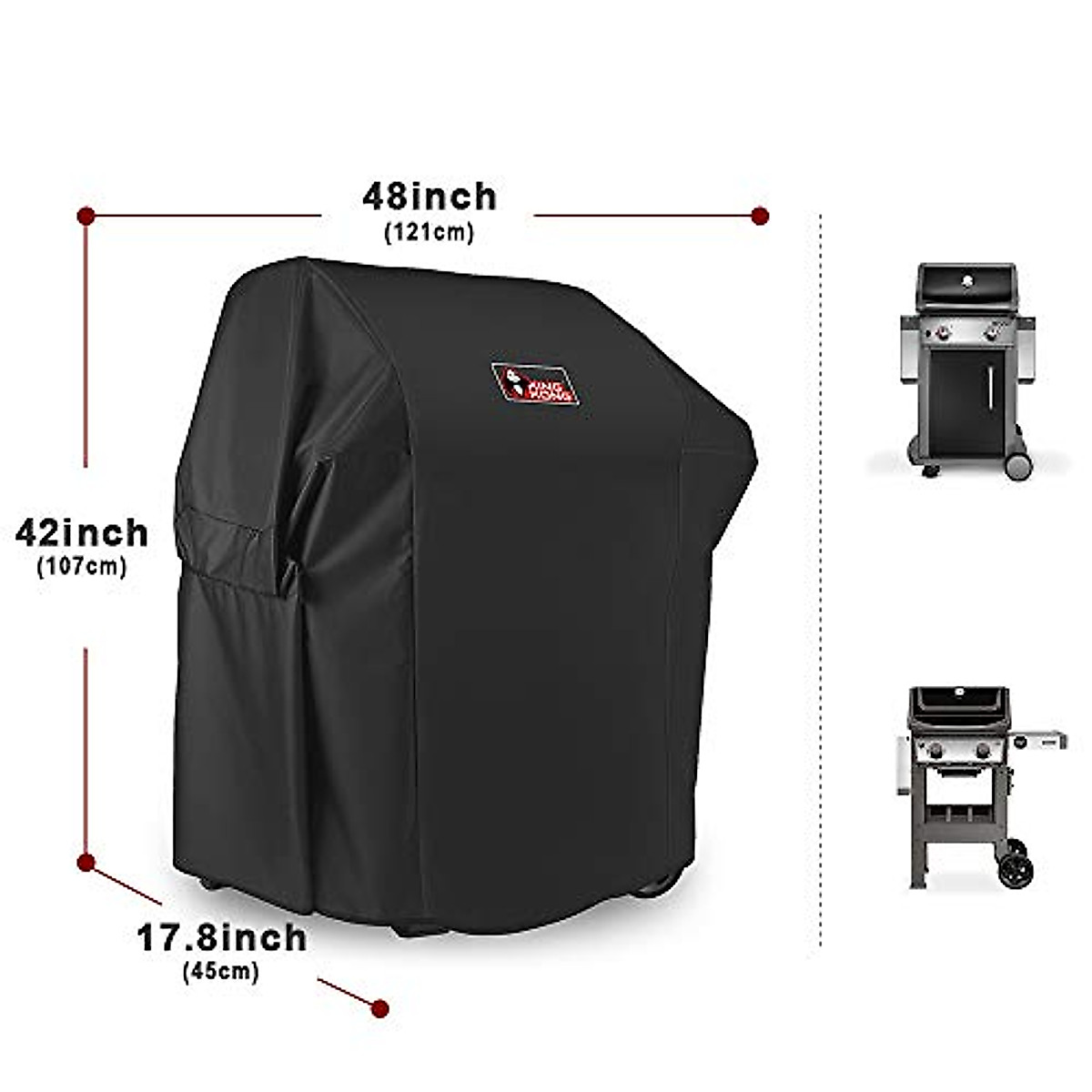 Kingkong 7138 Premium Grill Cover for Weber Spirit 200 and Spirit II 200 Series Gas Grills (Compared to 7138) Including Brush, Tongs and Thermometer