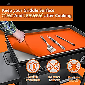 JOOKKI 17"22"28"36"Griddle Silicone Mat - Cover for Blackstone Pro Heavy Duty Food Grade Silicone Mat Protect Outdoor Griddle Mat Blackstone Mats for Grill Top（28"Orange)