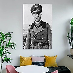 BLUDUG Art Poster of World War II German General Erwin Rommel's Portrait Canvas Painting Posters And Prints Wall Art Pictures for Living Room Bedroom Decor 12x18inch(30x45cm)