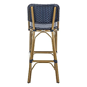 Safavieh Home Collection Deltana Navy Rattan Indoor/Outdoor Bar Stool,