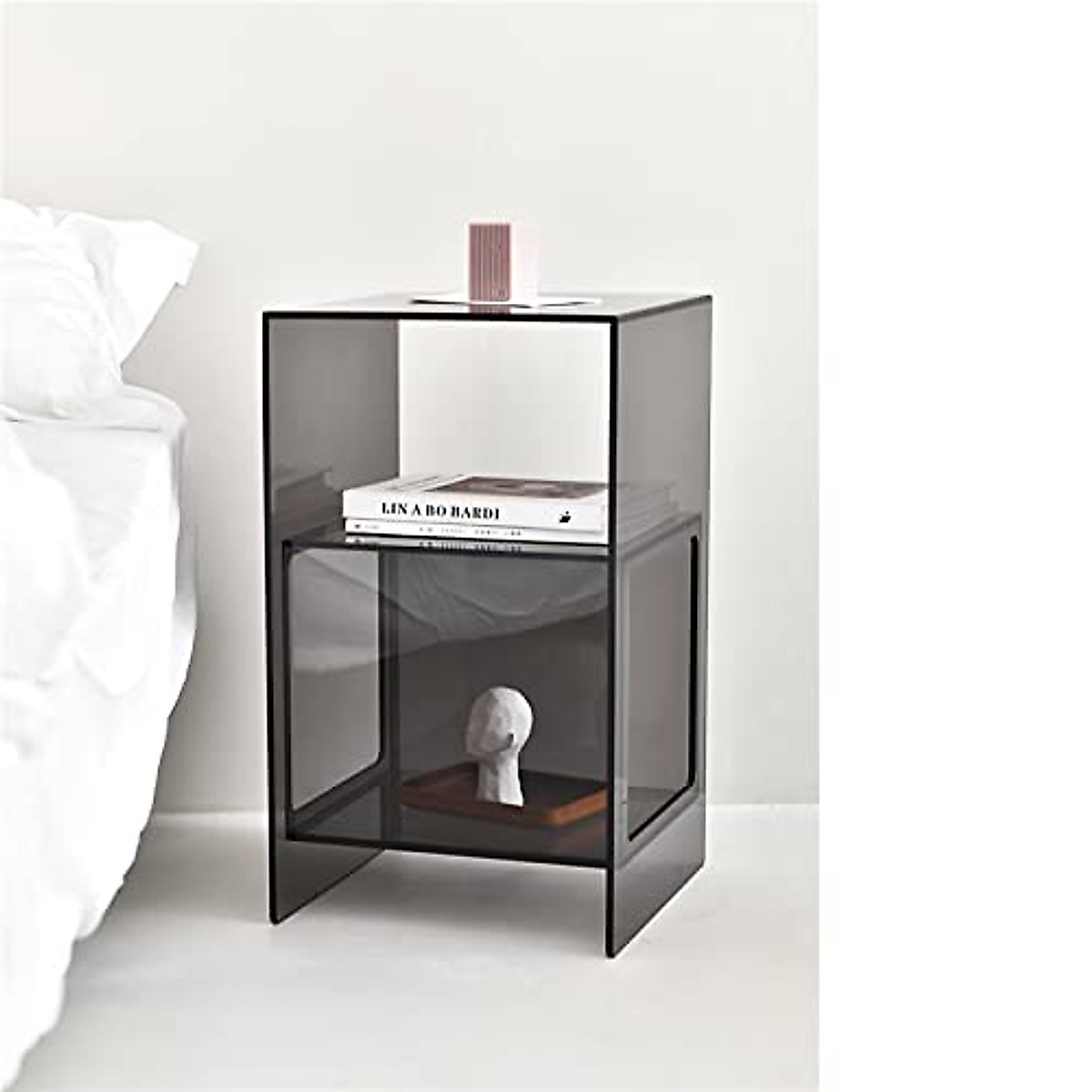 HIGOH Bedside Table Transparent Home Bedroom Auxiliary Furniture Bedroom Bedside Table Multi-Layer Bedside Table Rack Shower Room Table (Color : Colour3)