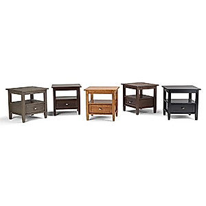 SIMPLIHOME Warm Shaker SOLID WOOD 20 inch wide Rectangle Rustic End Side Table in Light Golden Brown with Storage, 1 Drawer and 1 Shelf, for the Living Room and Bedroom