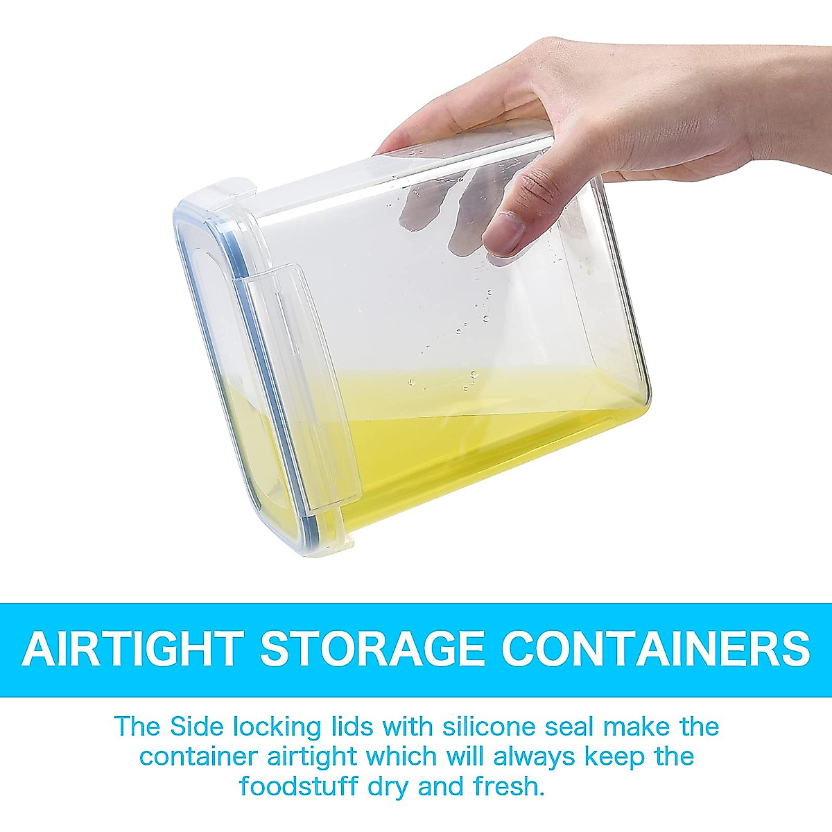 Eocooyar Airtight Food Storage Containers Set-16 PCS-Plastic BPA Free Kitchen Pantry Organization Storage Containers with Lids for Cereal, Flour and Sugar, Include Labels and Marker, Blue