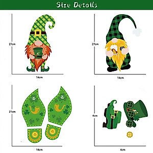 WENWELL Gnome Leprechaun Footprin St. Patrick's Day Window Cling Decorations for Glass,Irish Shamrock Rainbow Saint Patty Day Home Decor Decals,Door Ornaments Stickers for Holiday Party,9 Sheets