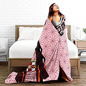 Anime Nezuko Blanket Super Soft Cozy Flannel Blankets and Throws Plush for Sofa Couch Bedding Decor Gifts 50"X40"