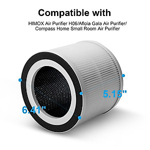 GoKBNY 2-Pack H06 True HEPA Replacement Filter, Compatible with HIMOX Purifier H06/Afloia Gala Purifier/Compass Home Small Room Purifier, 3-in-1 HEPA Filters
