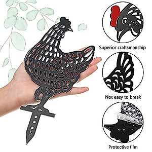 Jetec 3 Pieces Chicken Yard Garden Decoration Chicken Yard Decor Garden Acrylic Statue Decor Hollow Out Animal Shape Decor Garden Statue Sculpture for Home Backyard Lawn (Corrugated Edge)