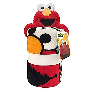 Jay Franco Sesame Street Hip Elmo 12 inch Character Pillow and Throw Blanket Set - Measures 40 inch x 50 inches - Kids Super Soft Character Pillow Set (Official Sesame Street Product)