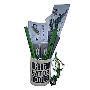 Tap Gift Set- 2 tools, 2 carpenter pencils, mug, can cooler, stickers + more-10 piece assortment - Fun gift for men or women - birthday anniversary holiday Christmas get well Big Gator drill + tap