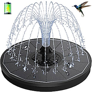 GAIZERL 3.5W Solar Fountain with Battery - Work On Cloudy Days - 2023 Upgrade Glass Panel Solar Bird Bath Fountain, Hummingbird Water Feature Pump with 7 Nozzles, 4 Fixed Pipes for Garden, Pool, Pond