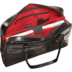 Mobile Edge Women's Black, Milano 15.4 Inch Business Laptop Handbag Faux Croc, Soft Poly-Suede Lining Protection, MEMC1S