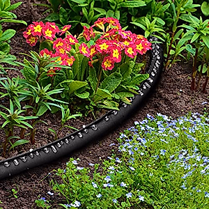LAVEVE Soaker Hoses for Garden 15 FT, Heavy Duty Drip Irrigation Hose Save 80% Water, Leakproof Double Layer Sprinkler Hose 15 Foot Black Water Hose for Watering System Garden Beds Vegetable
