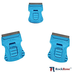 Mini Scraper Holder for 1" Razor Blade - Glass Cleaning and Glue Removal Tool with Comfort Grip Handle (Pack 3 Units)