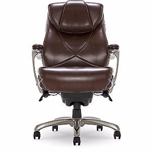 La-Z-Boy Cantania Executive Chair with AIR Lumbar Technology and Memory Foam Cushions, Ergonomic Design for Office Space, Brown