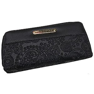 Stone Mountain Embossed Leather Crazy Paisley Checkbook Wallet Black