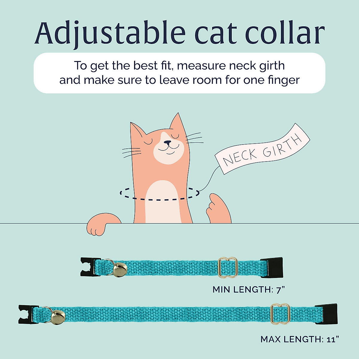 Hepper Hemp Safety Breakaway Cat Collar with Bells - Adjustable Large to Small Kitten Collar with Bell - Cat Collars for Girl Cats/Cat Collars for Boy Cats - Minimalist Cute Cat Collar with Cat Bells