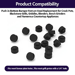 Rubber Push-in Bumper Tight-Grip Stem - for Use in 1/16" Panel Thickness Fits 1/4" Hole - Bumper is 1/2" Diameter 1/4" Height -16 Pack