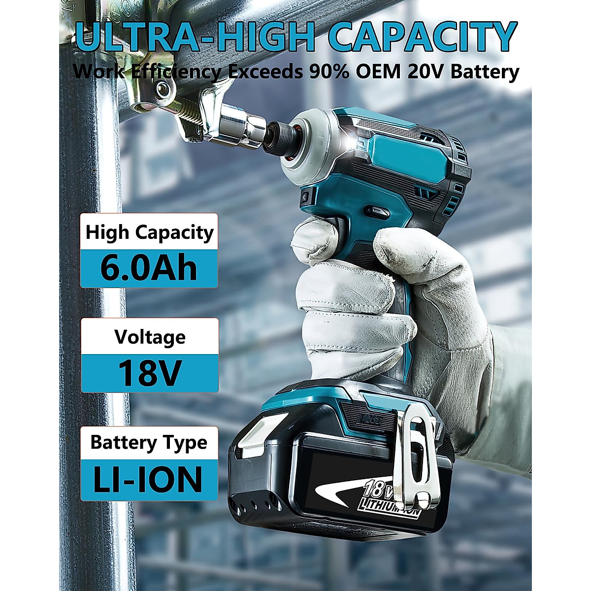 Nyveyoo Upgraded 6.0Ah Replacement 18V Battery for Makita, Compatible with Makita 18V Battery Lithium ion BL1850 BL1850B BL1840 BL1840B BL1830 BL1830B BL1815 LXT 18V Battery Chargers, 4Pack