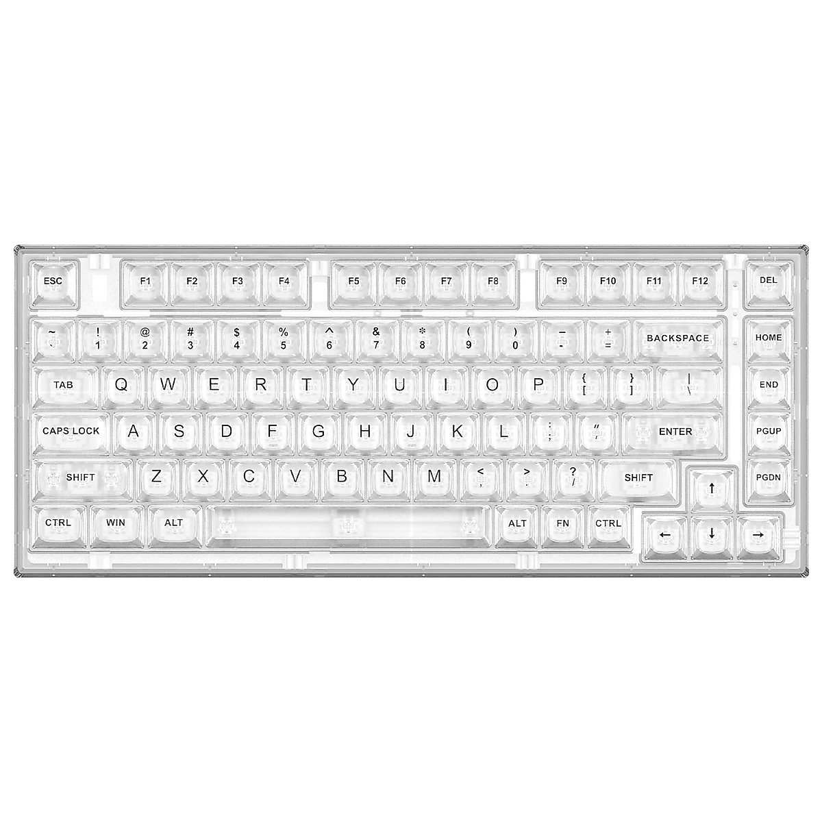 YUNZII X75 82 Key Hot Swappable Mechanical Keyboard with Transparent Keycaps, Gasket Mount 75 Keyboard, RGB Backlit Custom Gaming Keyboard for Windows/Mac (Kailh Jellyfish Switch, Wired-White)