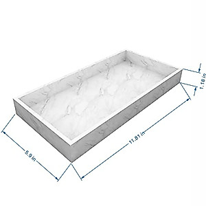 Natural Marble Tray for Tabletop/Kitchen/Dresser/Bathroom, Marble Storage Tray for Coffee Table, Plate Rack for Paper Towels, Candles, Soap, Towels, Plants 12 * 6 Inch (BF-TR-005)
