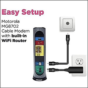 Motorola MG8702- DOCSIS 3.1 Cable Modem Wi-Fi Router,(High Speed Combo) with Intelligent Power Boost - AC3200 Wi-Fi Speed, Approved for Comcast Xfinity, Cox, and Charter Spectrum - (Renewed)