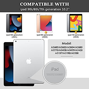 OKP for iPad 9th/8th/7th Generation Case (2021/2020/2019), iPad 10.2 inch Cases with Trifold Stand, Slim ipad 9/8/7 Cover with Pencil Holder for Kids Women Men, Clear Back Shell, Composition Book Pink