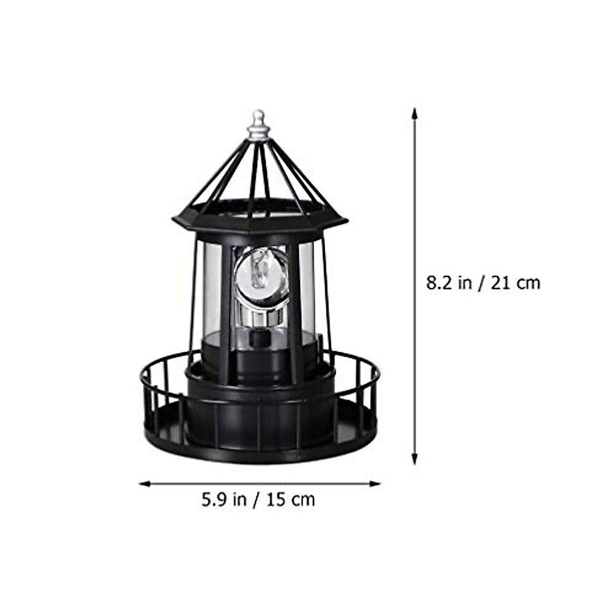 Cabilock LED Rotating Lighthouse Solar Beacon Tower Lamp Water Resistant Lighthouse Light Ornament for Garden Yard Outdoor Decor