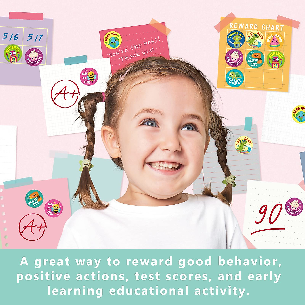 Gooji Small Reward Stickers for Kids, 1008 Pc. Sticker Pack for Teachers, Classroom, Small Motivational Class Supplies for Students, Boy Girl Toddler Good Job Incentive Behavior Preschool Kindergarten