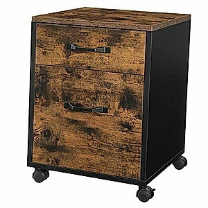 MAXCBD Nightstand Bedside Table Drawer Cabinet Industrial File Cabinet 2 Drawers Filling Cabinet with Wheels 2Drawers 1Large Top Storage Tower Dresser